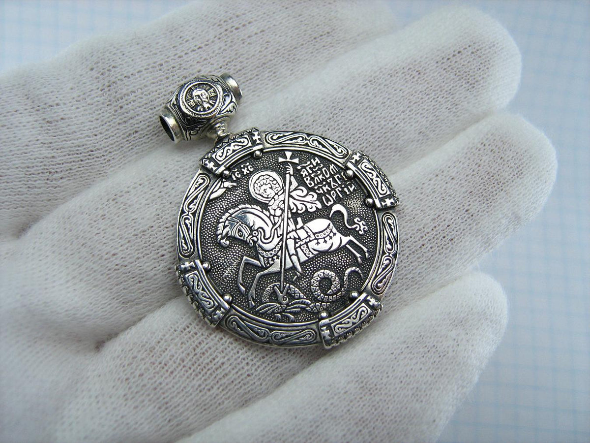 Seltener Fund! 925 Sterling Silber Ikonen-Anhänger Saint George ...